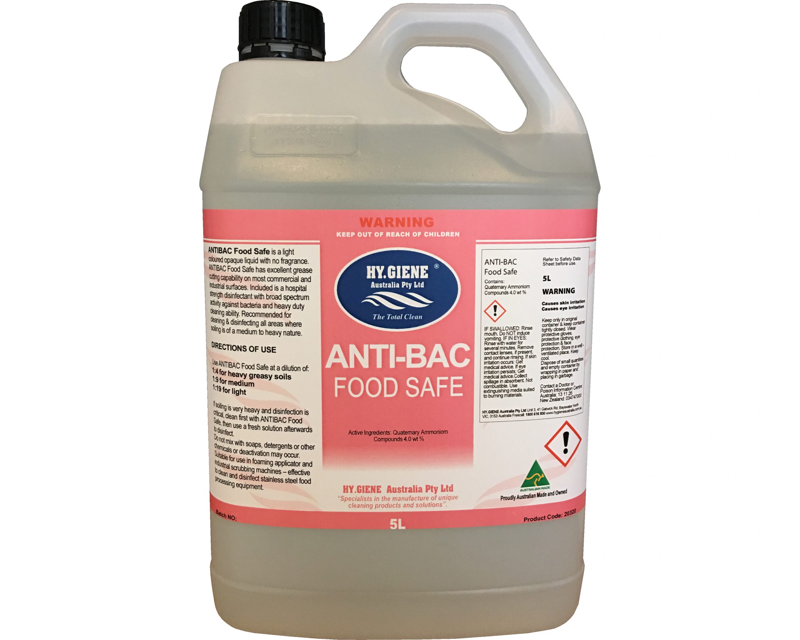 Food service sanitiser - ANTI-BAC FS - HY.GIENE AUSTRALIA