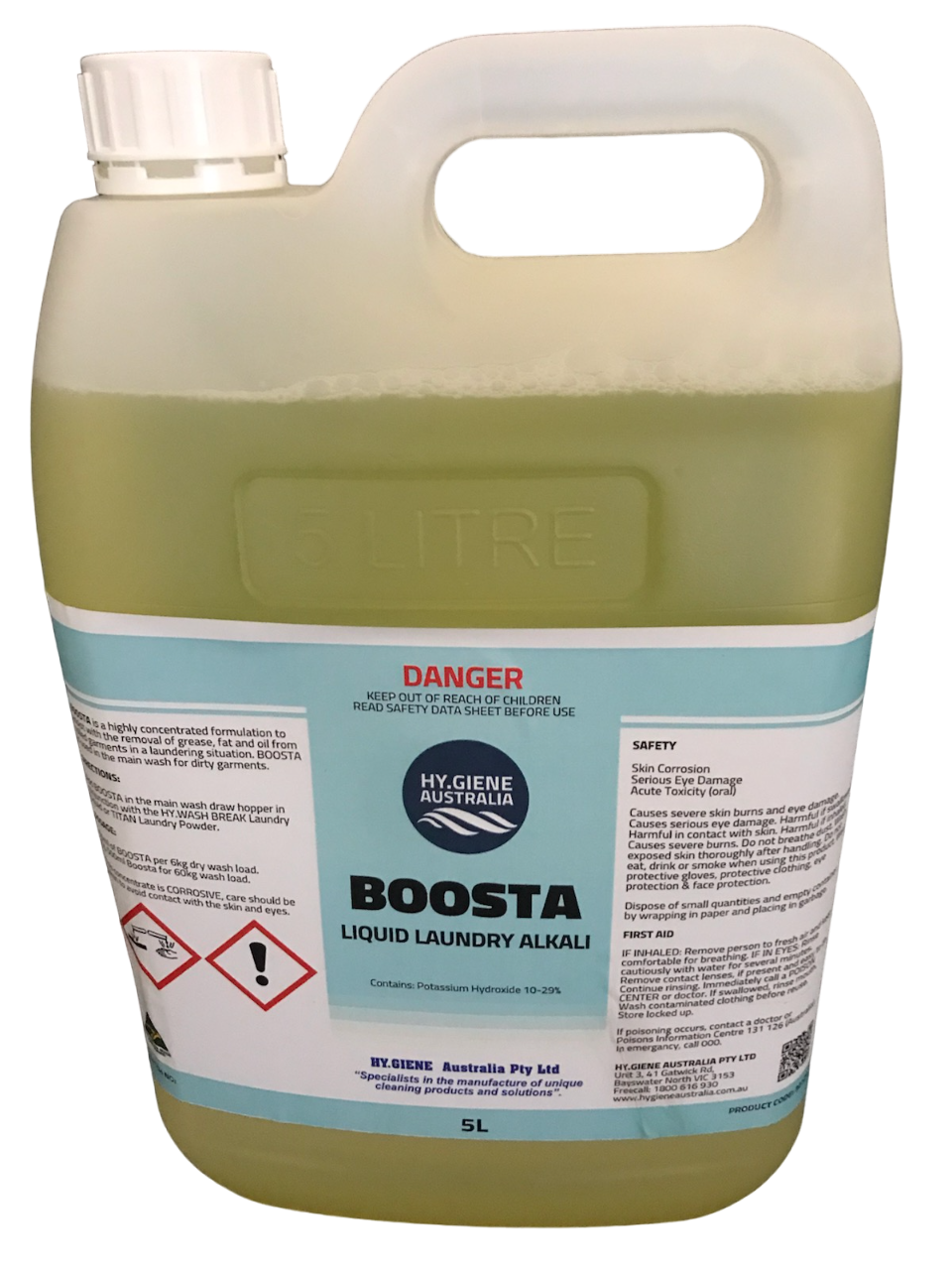 Liquid Laundry Alkali - BOOSTA - HY.GIENE AUSTRALIA