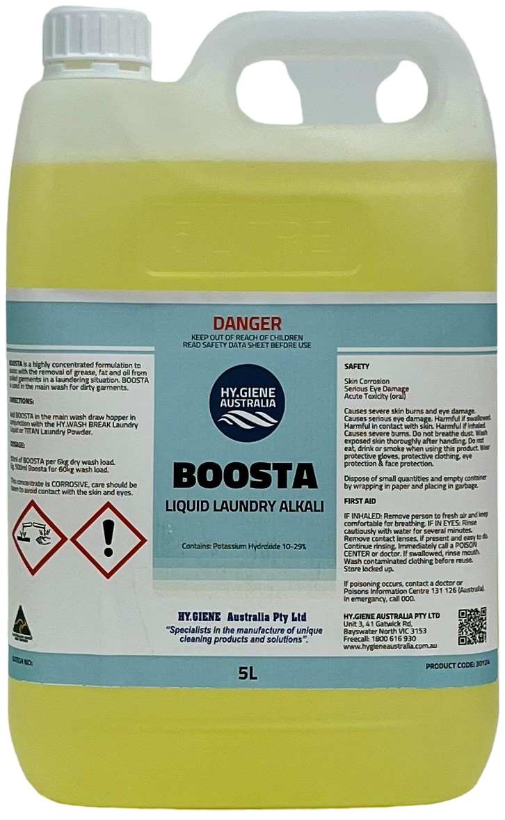 Liquid Laundry Alkali - BOOSTA - HY.GIENE AUSTRALIA